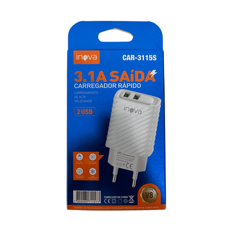CARREGADOR INOVA 3.1 MOD CAR-3115S V8 - 2 USB - Carregador Inova 3.1 Mod Car-3115S V8 - 2 Usb ...